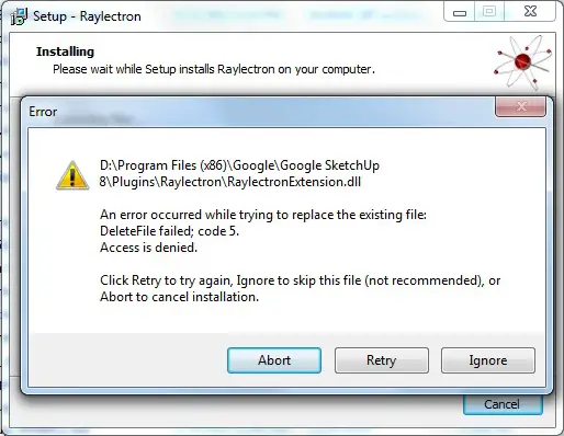 Error Message Installs Raylectron V2 56